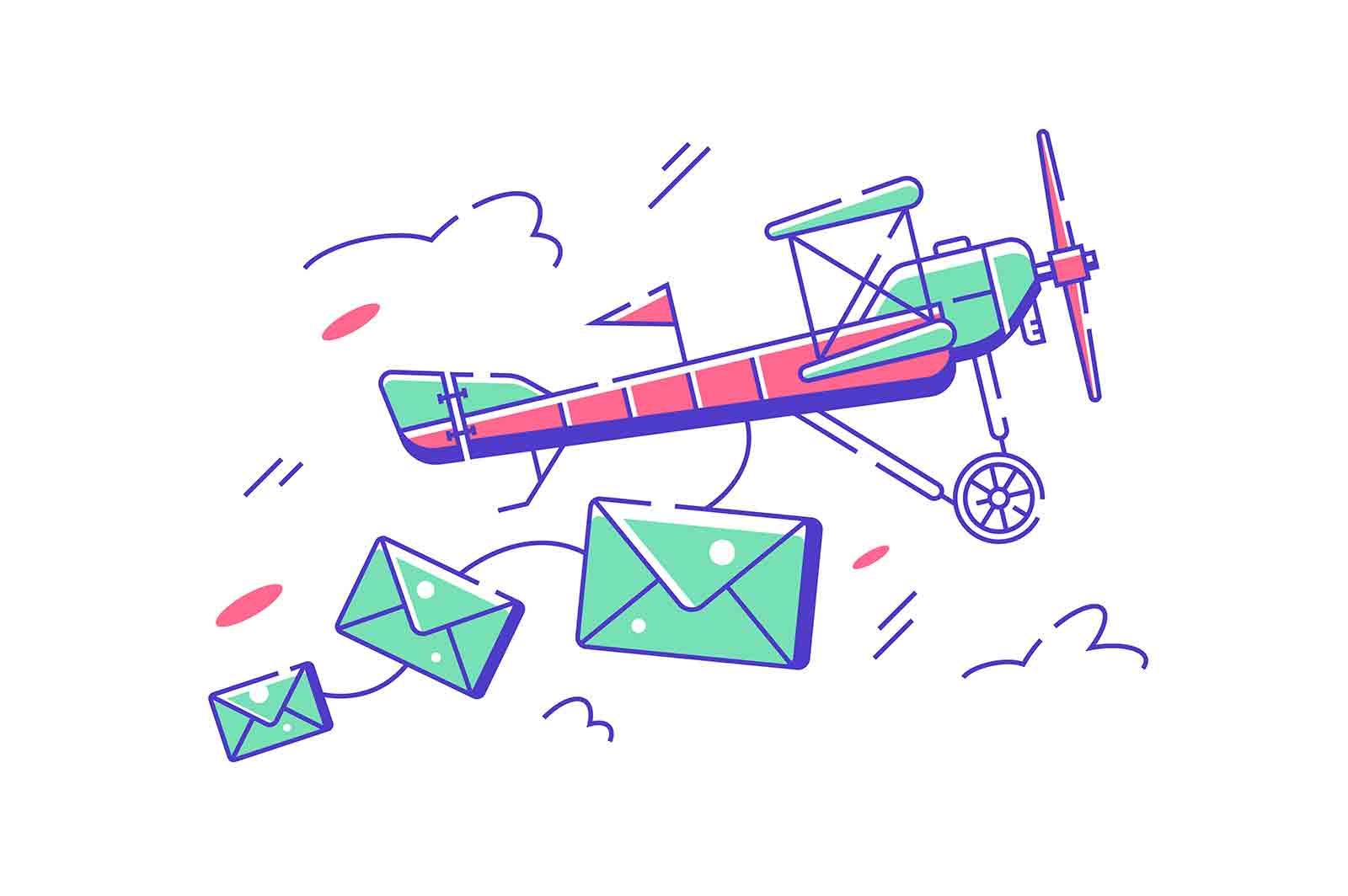Flying Plane With Letters Vector Illustration Kit8 Graphic