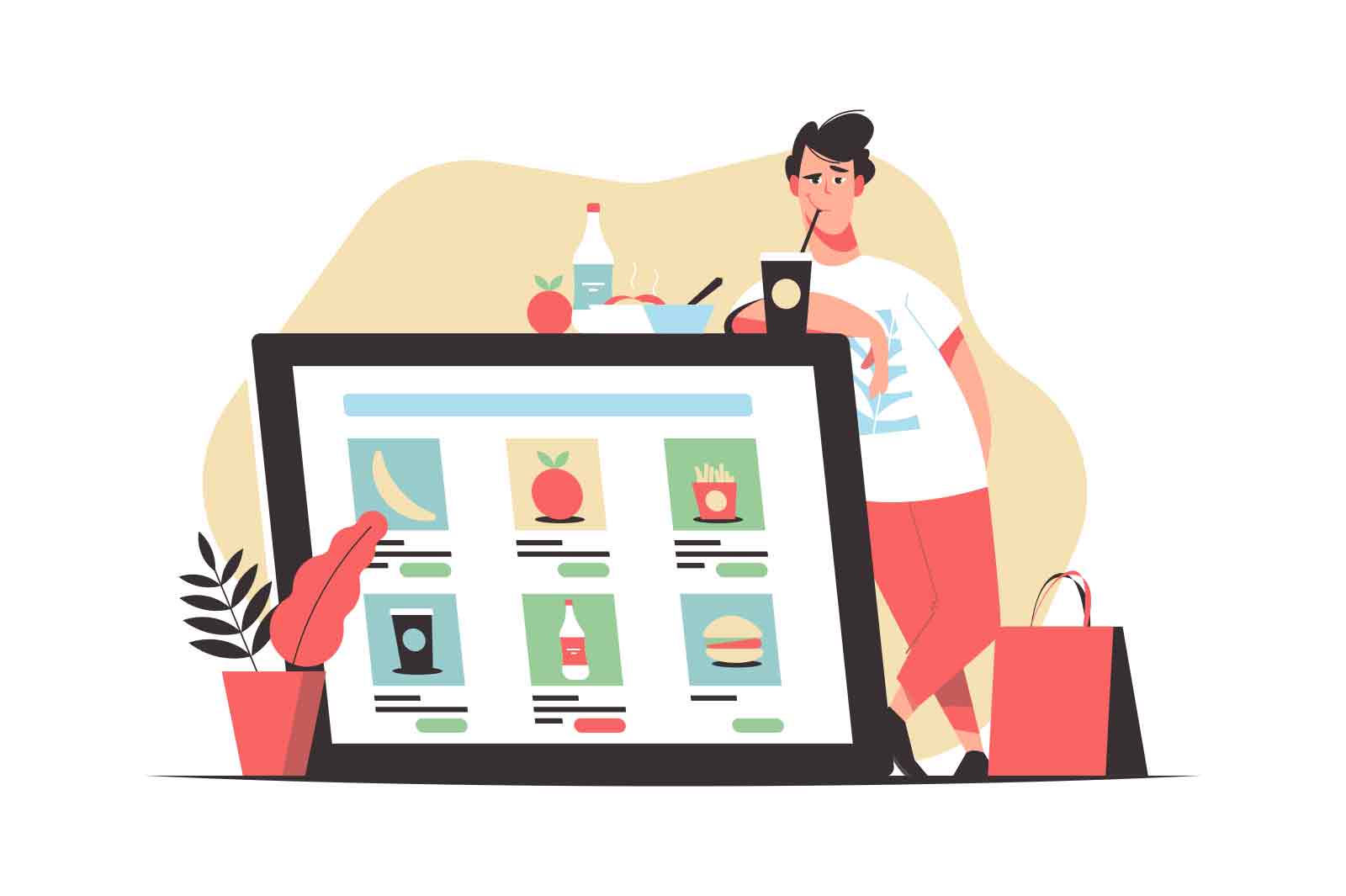 Man worker presenting design samples illustration | kit8.net